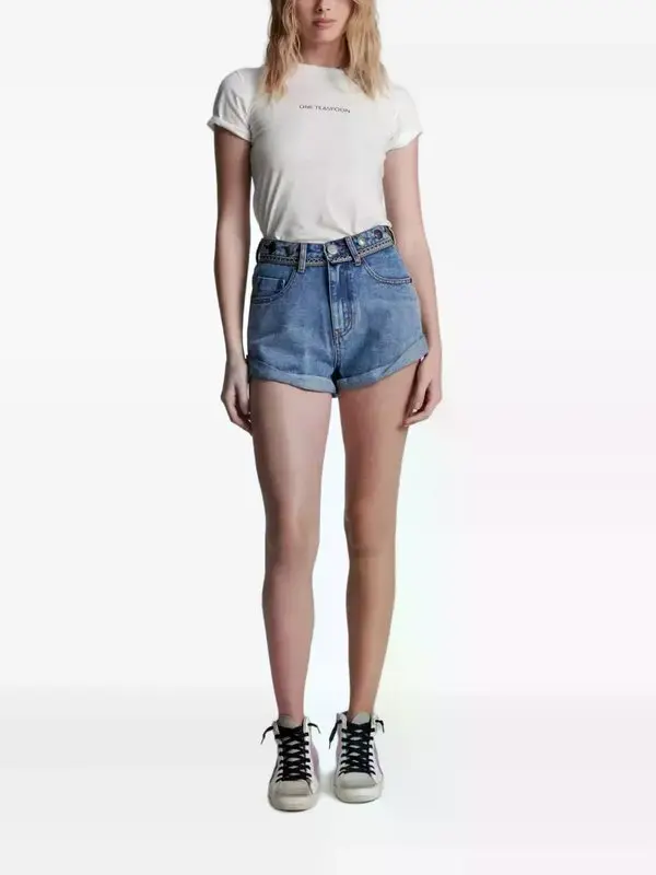 ONETEASPOON Bandits Marbled-denim Shorts - Blue