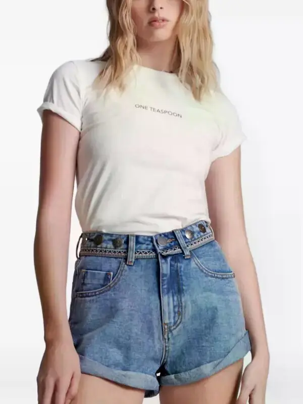 ONETEASPOON Bandits Marbled-denim Shorts - Blue