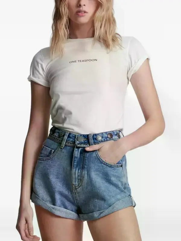 ONETEASPOON Bandits Marbled-denim Shorts - Blue