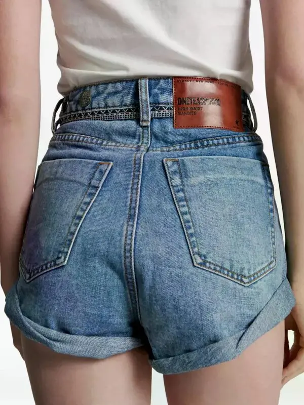 ONETEASPOON Bandits Marbled-denim Shorts - Blue