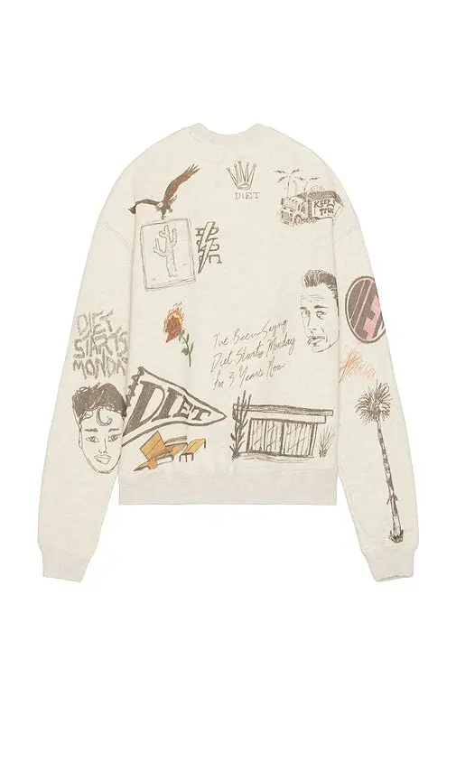 DIET STARTS MONDAY Doodle Crew Neck Sweatshirt