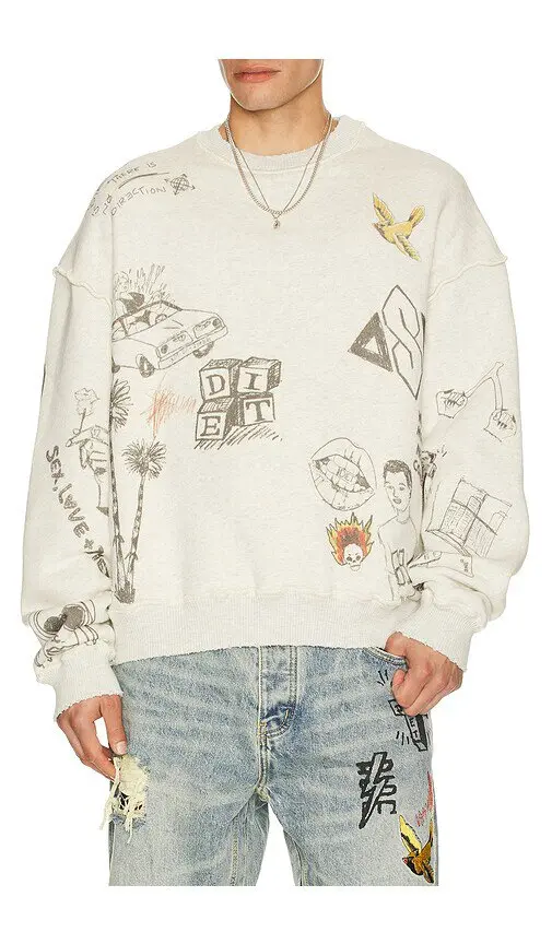 DIET STARTS MONDAY Doodle Crew Neck Sweatshirt