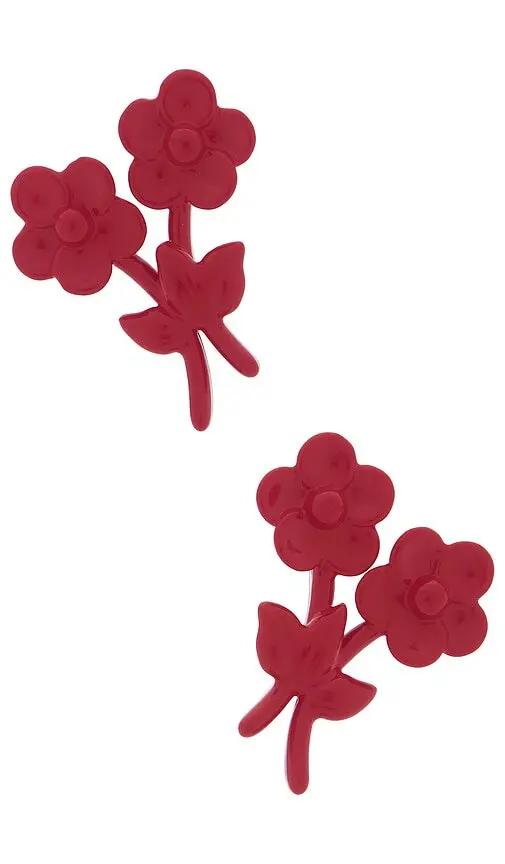 SHUSHU/TONG Painted Double Flower Stud Earrings - Red