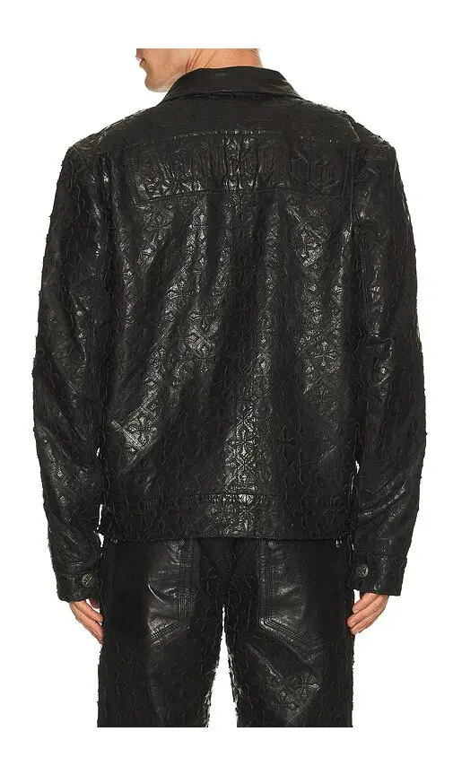 AFFLICTION Quilted Cross Leather Jacket