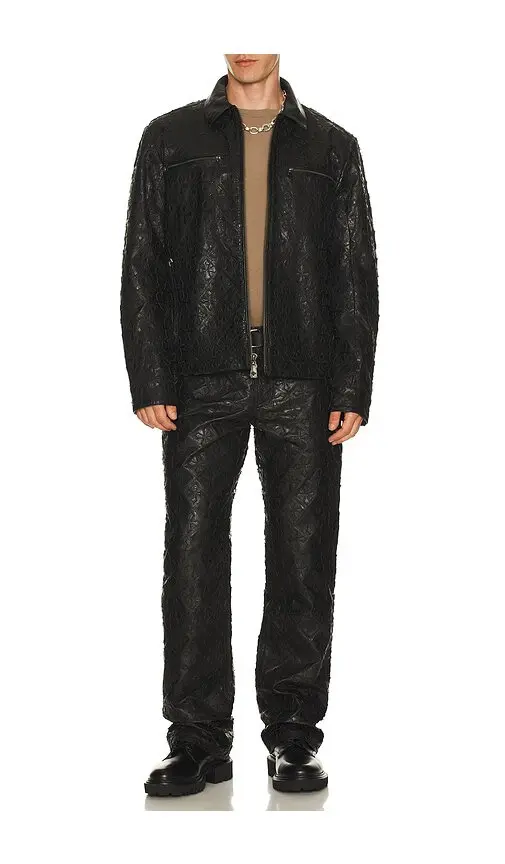 AFFLICTION Quilted Cross Leather Jacket