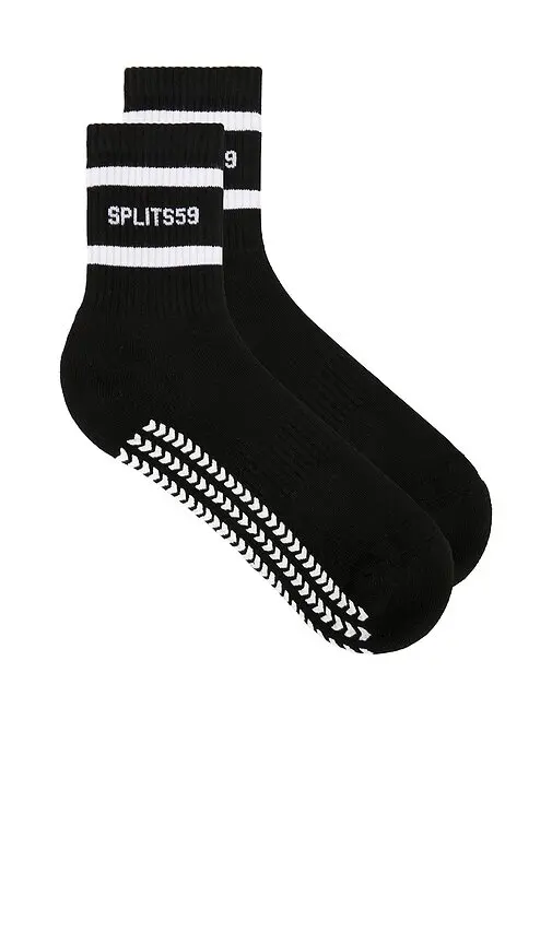Splits59 Logo Stripe Ankle Grip Socks - Black & White