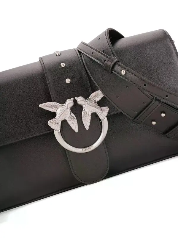 Pinko Studded Bird-detail Leather Shoulder Bag - Black