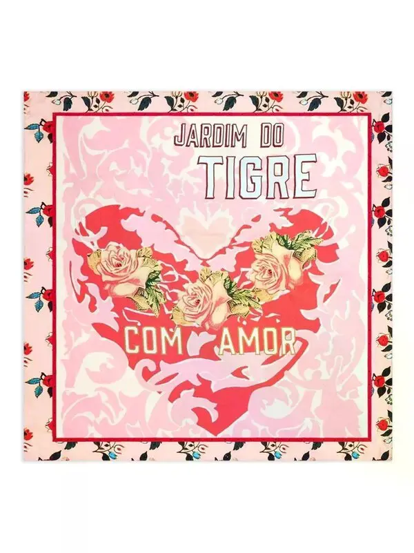 Camilla Patterned Square Silk Scarf - Pink