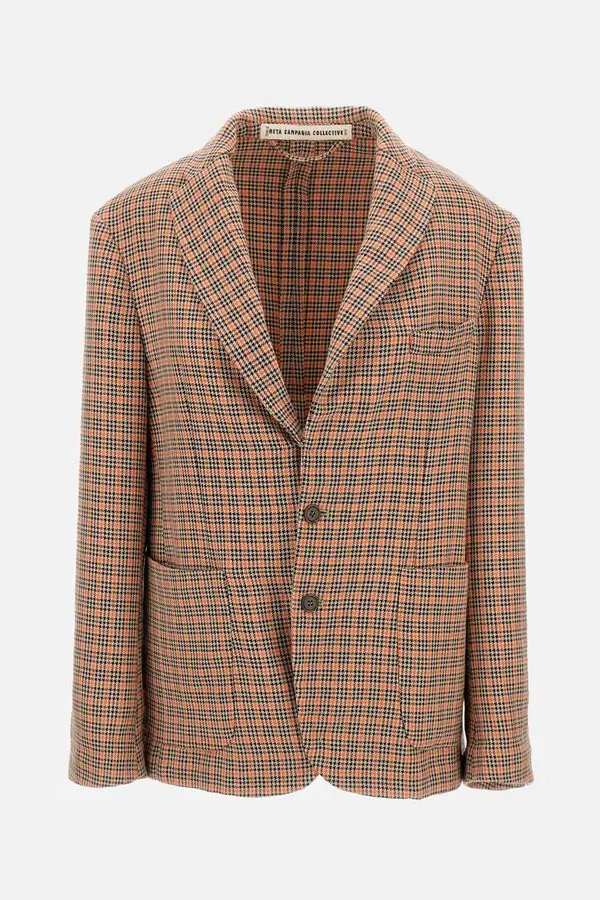 META CAMPANIA COLLECTIVE Single-breasted Pied De Poule Wool Blazer