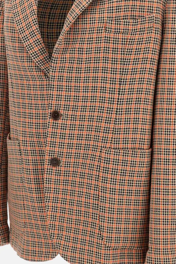 META CAMPANIA COLLECTIVE Single-breasted Pied De Poule Wool Blazer