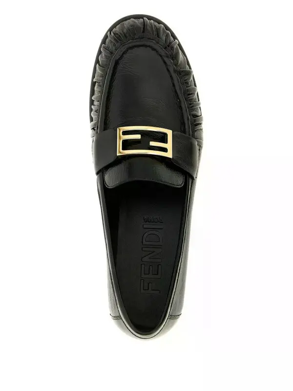 Fendi Curled Tray Baguette Loafers - Black