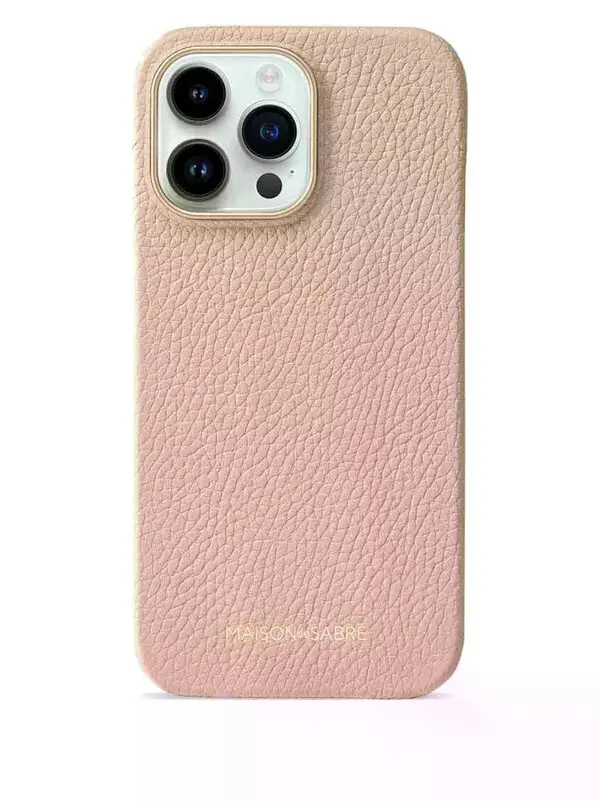 MAISON DE SABRE Iphone 15 Pro Max Leather Phone Case - Neutrals