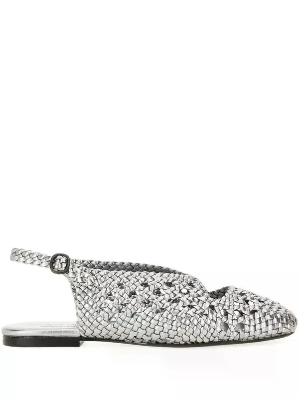 Hereu Woven Strap Ballet Flats - Silver