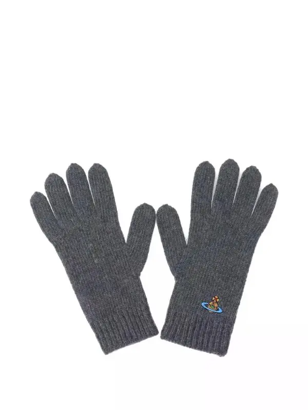 VIVIENNE WESTWOOD Orb Appliqué Cashmere Gloves - Grey