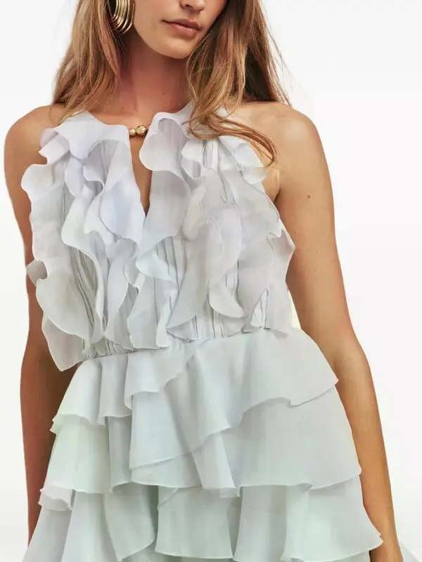 Aje Cleo Ruffled Tiered Mini Dress - Blue | Editorialist