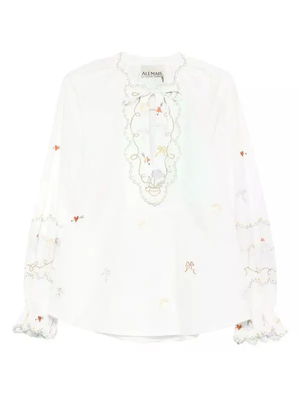 ALEMAIS Embroidered Ruffled Top