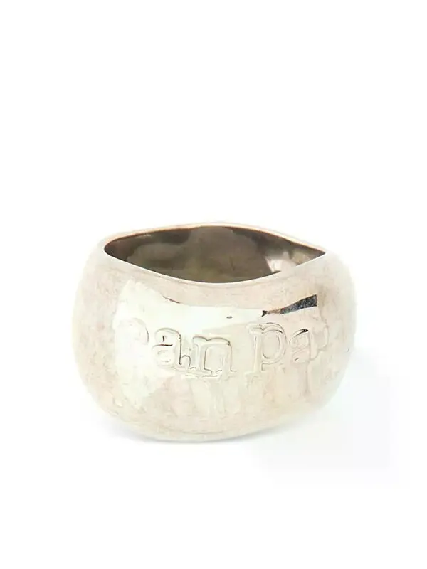 Jean Paul Gaultier Embossed Logo Signet Ring - Silver