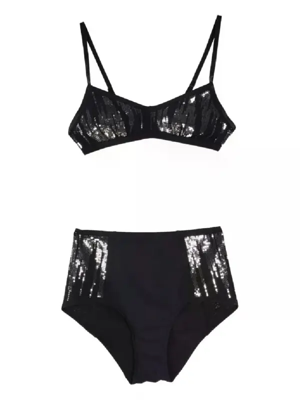 HUALA Sequin Lingerie Set - Black