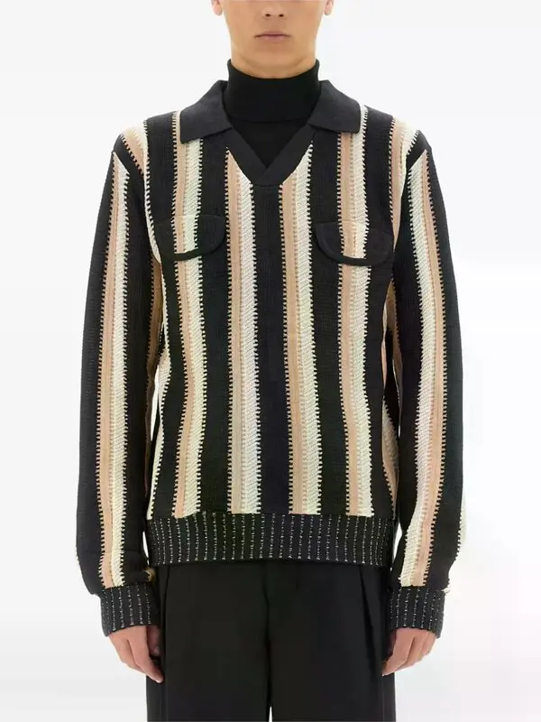 SASQUATCHFABRIX Striped Flap-pocket Sweater