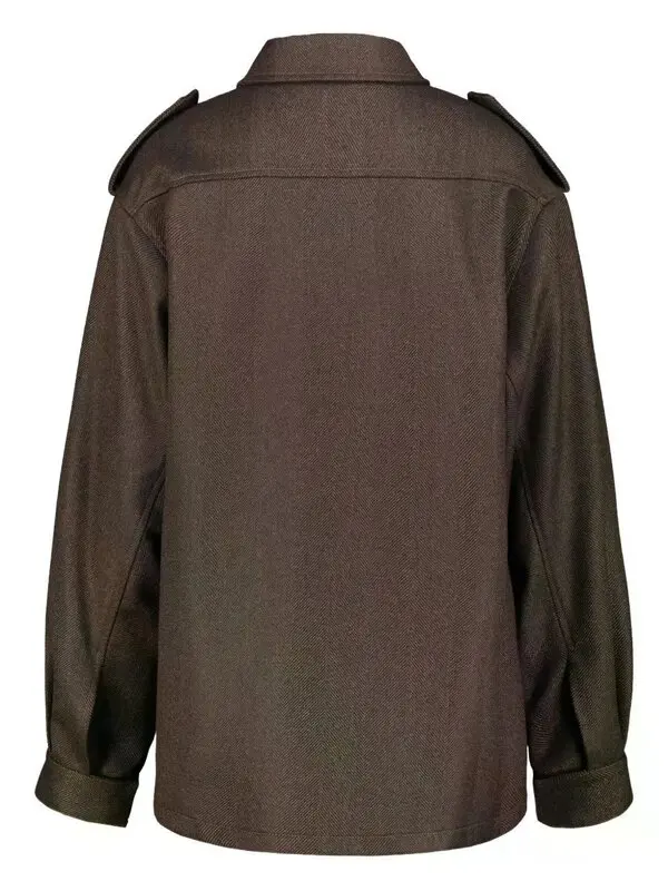 DRHOPE Flap-pockets Epaulettes Shirt Jacket - Brown