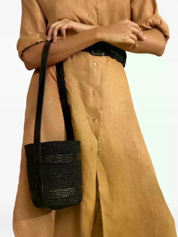 Manebí Raffia And Leather Shoulder Bag