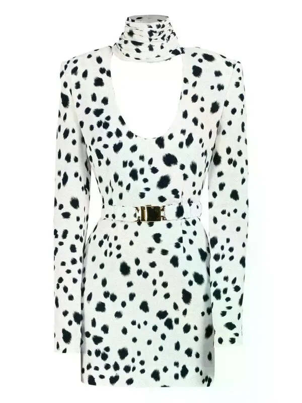 ROWEN ROSE Dalmatian Mini Dress - White