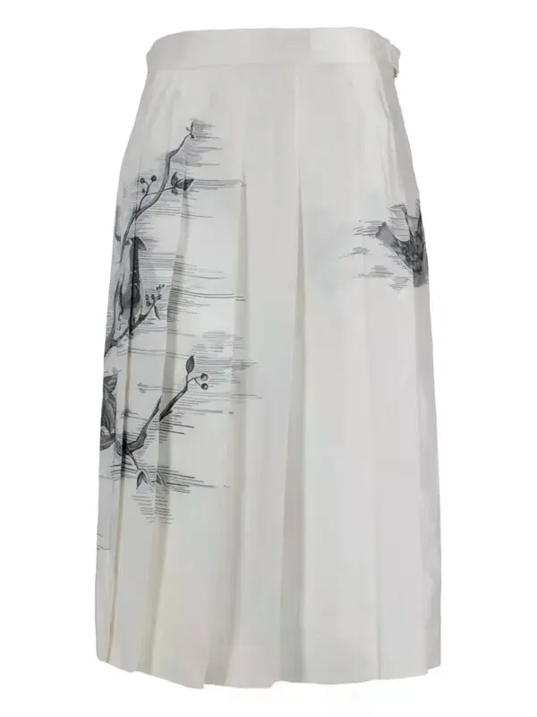 Thom Browne Pleated Bird-print Midi Skirt