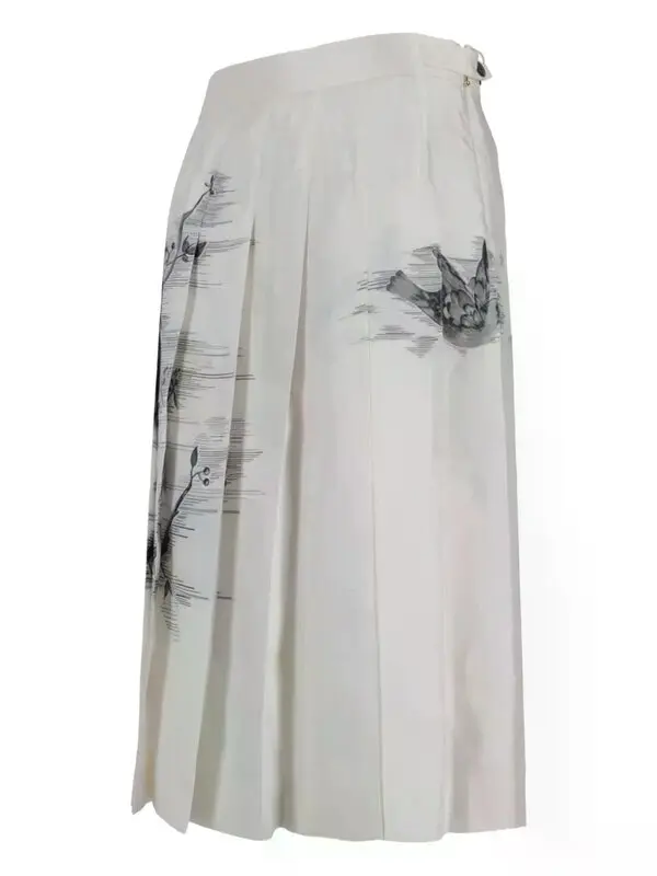 Thom Browne Pleated Bird-print Midi Skirt