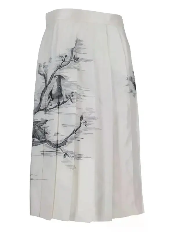 Thom Browne Pleated Bird-print Midi Skirt