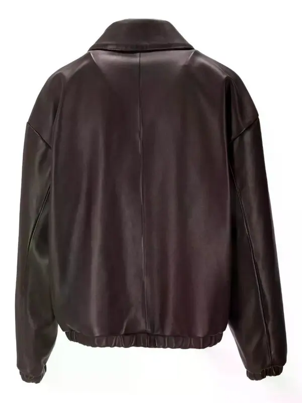 LA ROSE Leather Zip Jacket - Brown