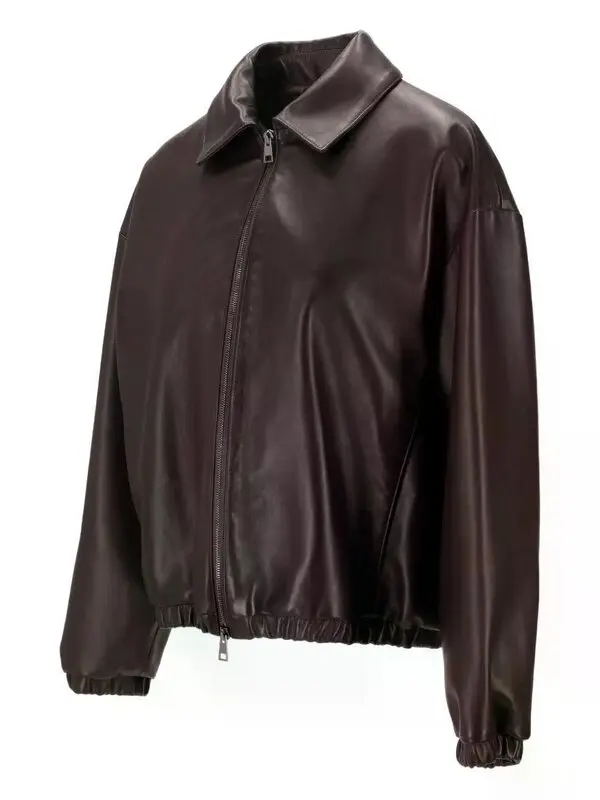 LA ROSE Leather Zip Jacket - Brown