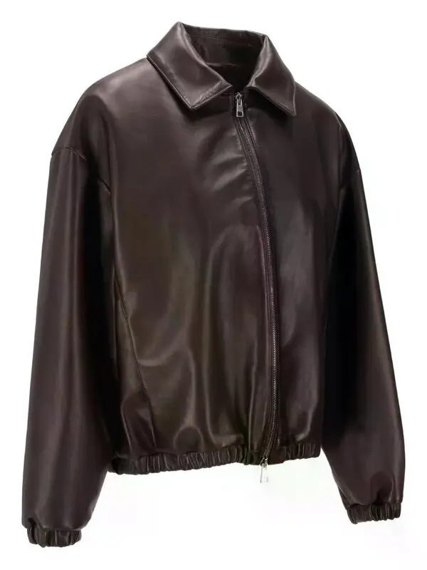 LA ROSE Leather Zip Jacket - Brown