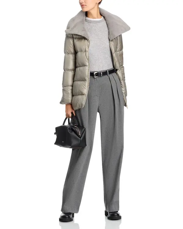 Herno Ultralight Down High Low Mid Length Coat - Grigio Perla