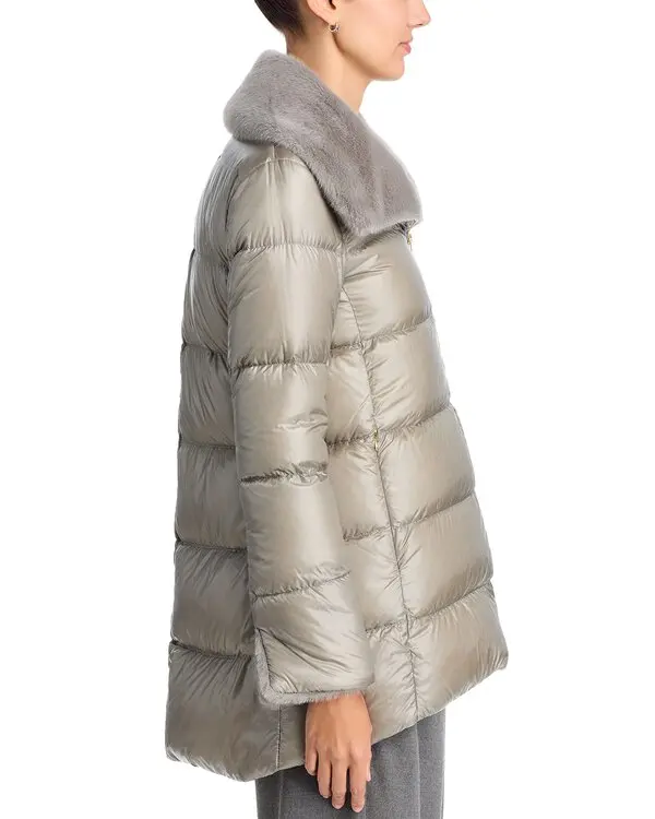 Herno Ultralight Down High Low Mid Length Coat - Grigio Perla