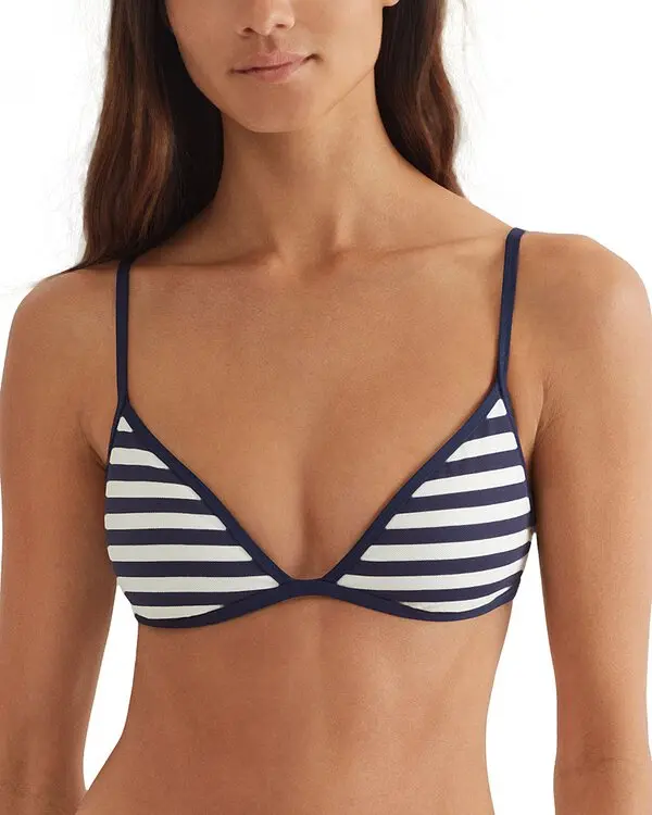 Polo Ralph Lauren Lauren Ralph Lauren Tipped Bralette Bikini Top - White/navy