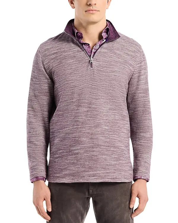 Robert Graham Long Sleeve Quarter Zip Knit Pullover - Berry