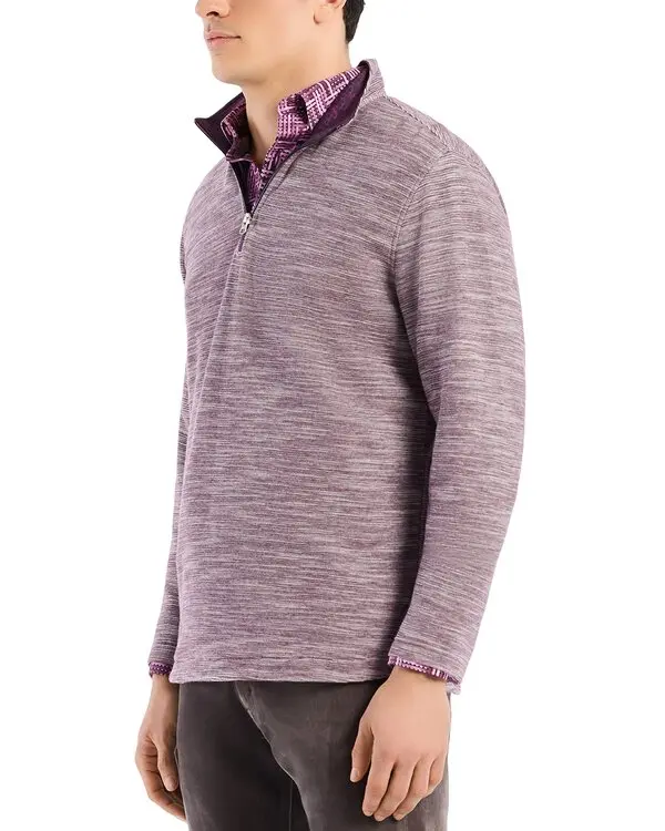 Robert Graham Long Sleeve Quarter Zip Knit Pullover - Berry