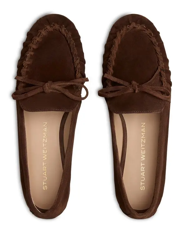 STUART WEITZMAN Britt Bow Loafer Flats - Walnut