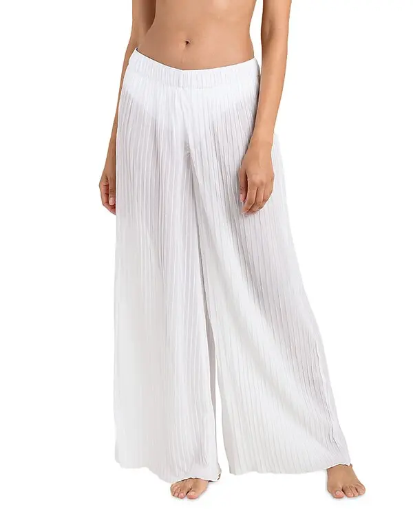 La Blanca Sunbeams Pleated Wide Leg Swim Cover-up Pants - White