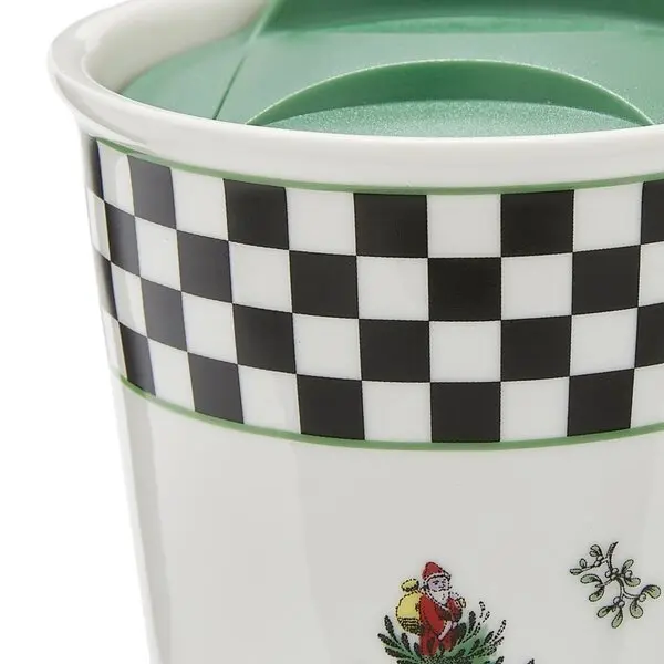 SPODE Christmas Tree Black & White Travel Mug