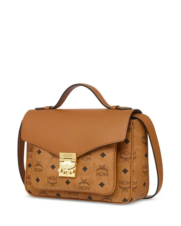 Mcm Tracy Small Visetos Satchel - Cognac