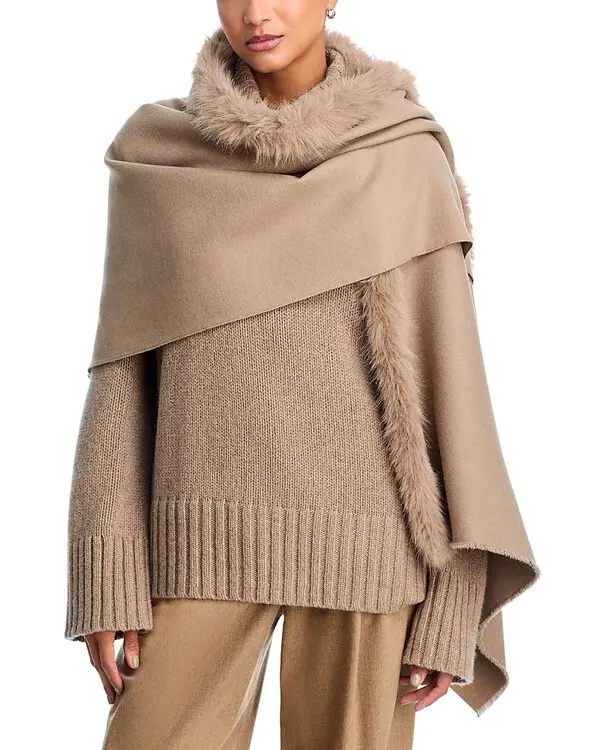 FRAAS V Faux Fur Trim Wrap - Chinchilla