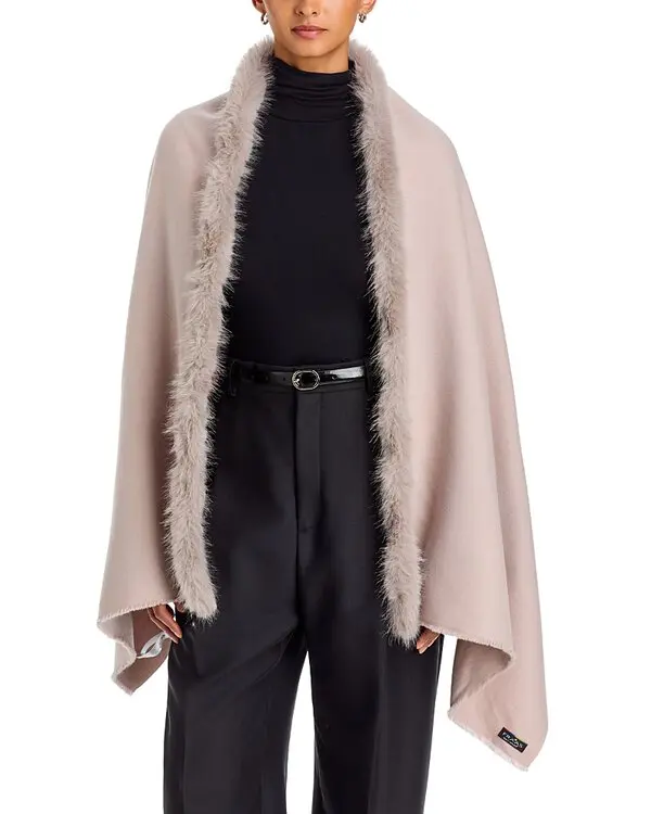FRAAS V Faux Fur Trim Wrap - Frappé