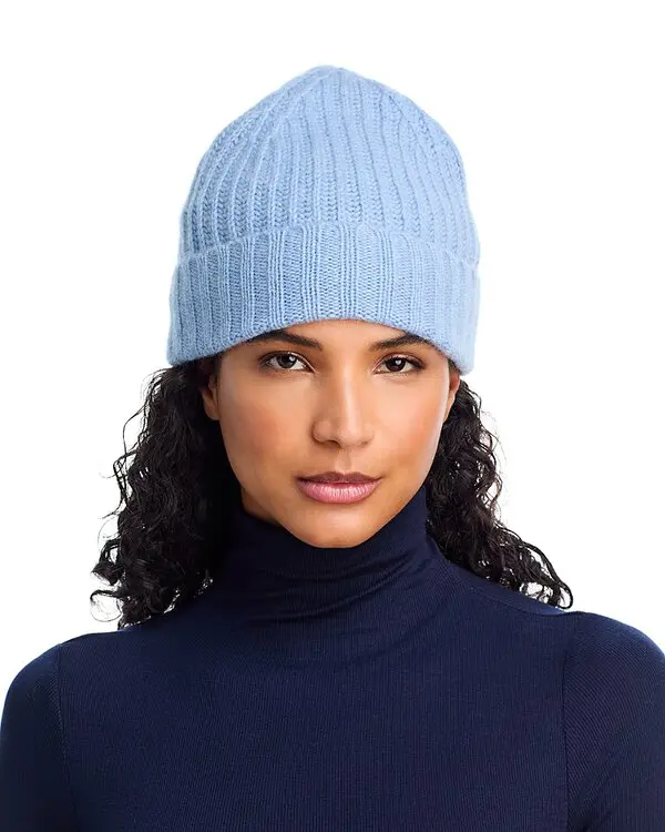 Bloomingdale'S C Exclusive Cashmere Ribbed Beanie - Heather Blue