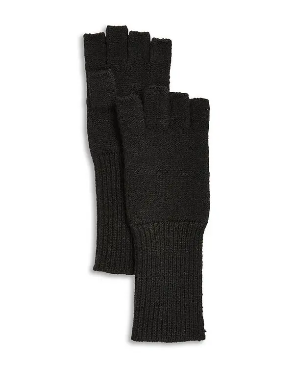 Aqua V Fraas Knit Fingerless Gloves - Black