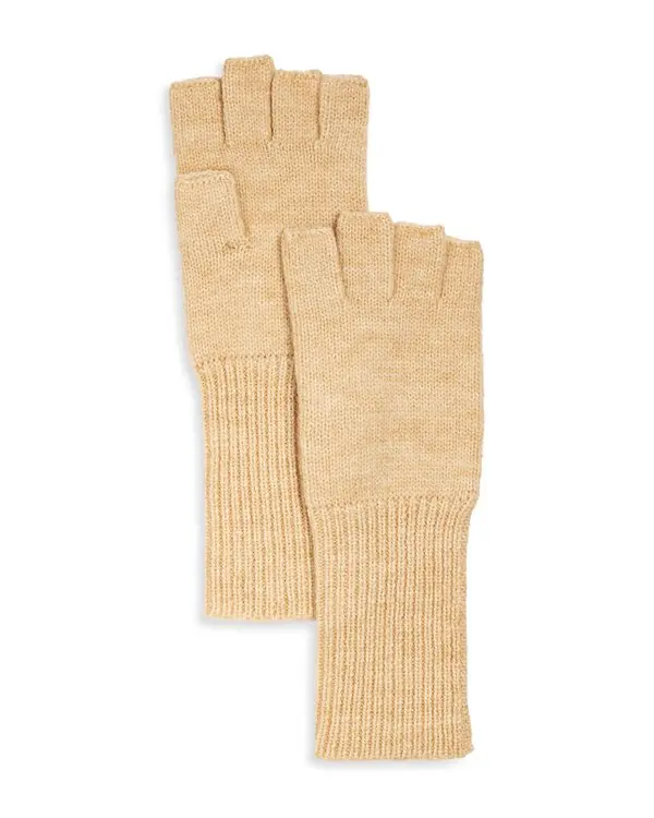 Aqua V Fraas Knit Fingerless Gloves - Taupe