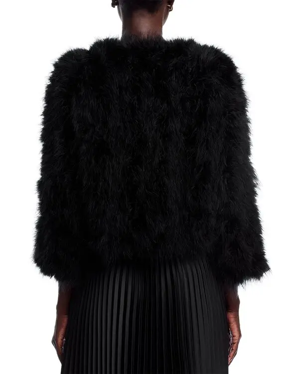 Adrienne Landau Marabou Feather Jacket - Black Onyx