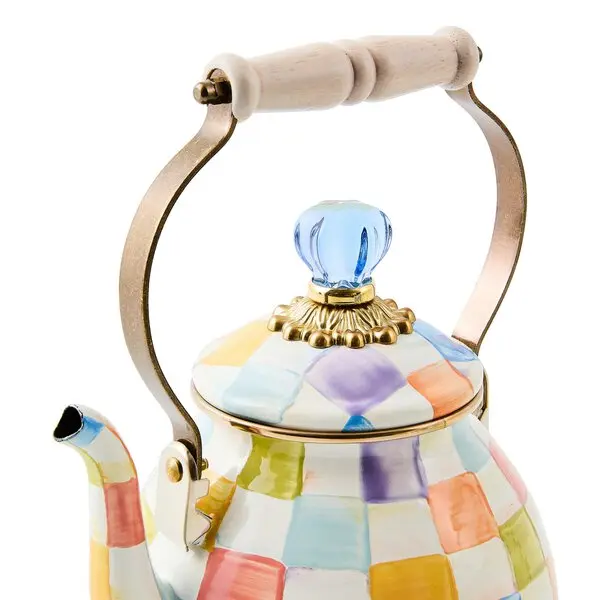 MACKENZIE-CHILDS Confetti Check 2 Quart Tea Kettle