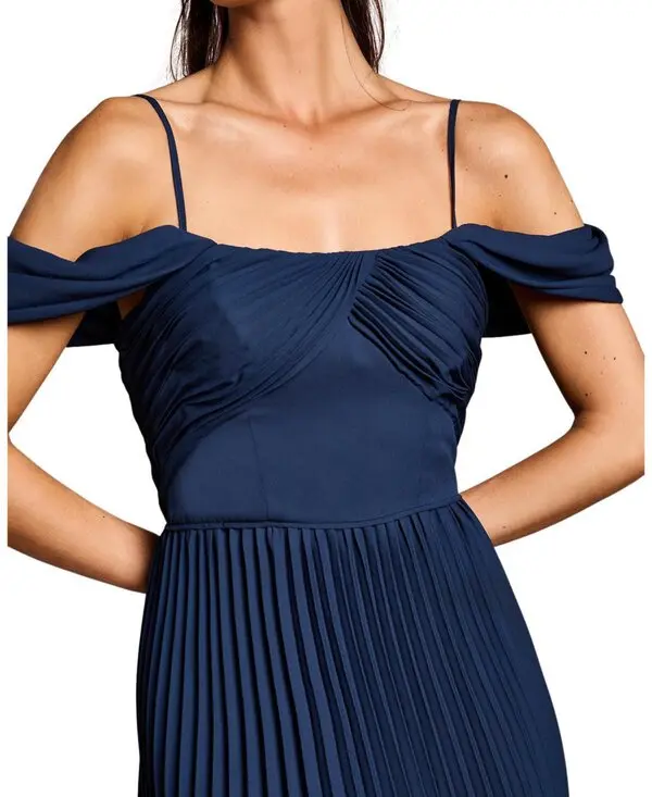 Coast Bardot Pleated Maxi Dress - Navy