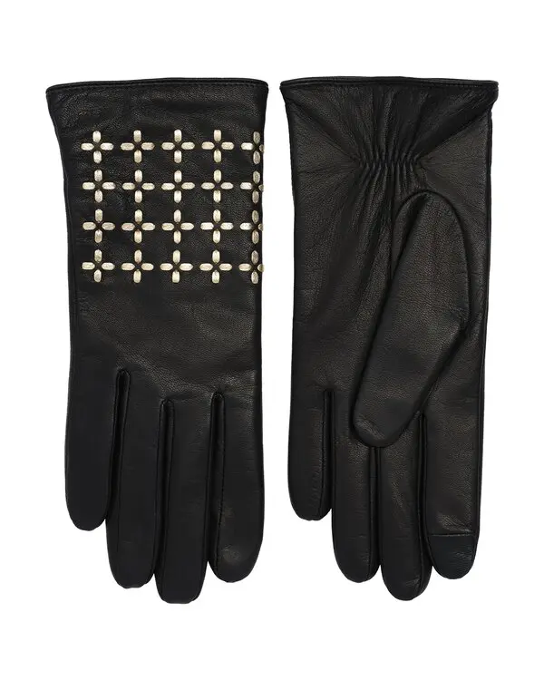 Echo Geometric Laced Leather Tech Gloves